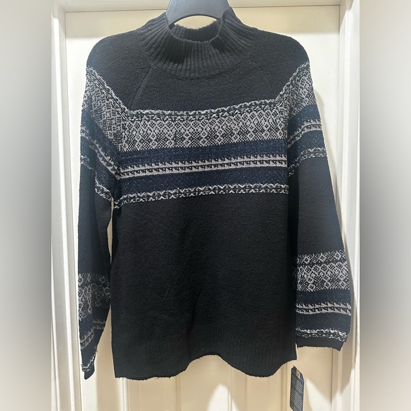 Democracy | Sweaters | Democracy Black Metallic Silver Blue Turtleneck ...